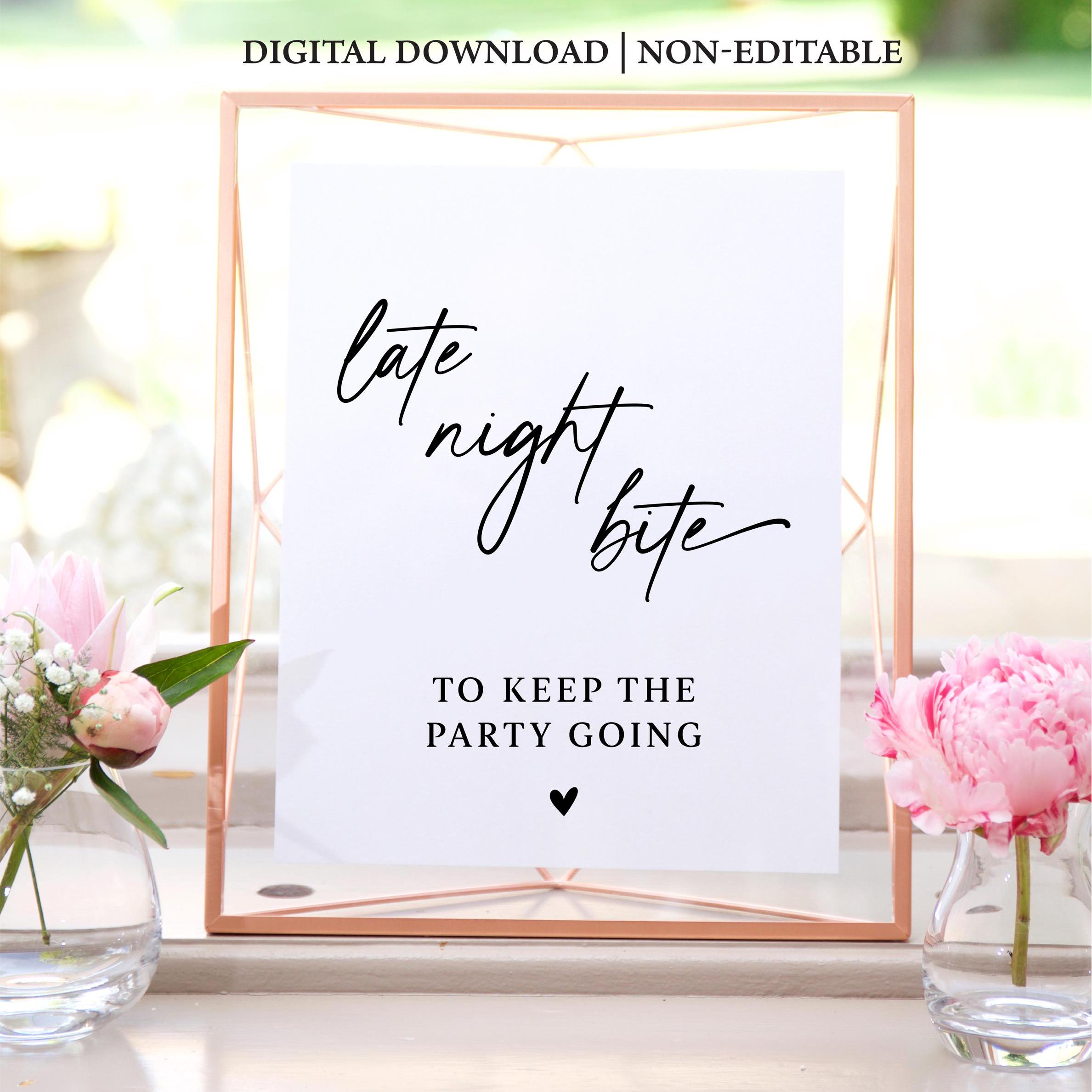 Late Night Bite Sign, Late Night Snacks Sign, Wedding Snacks Sign ...
