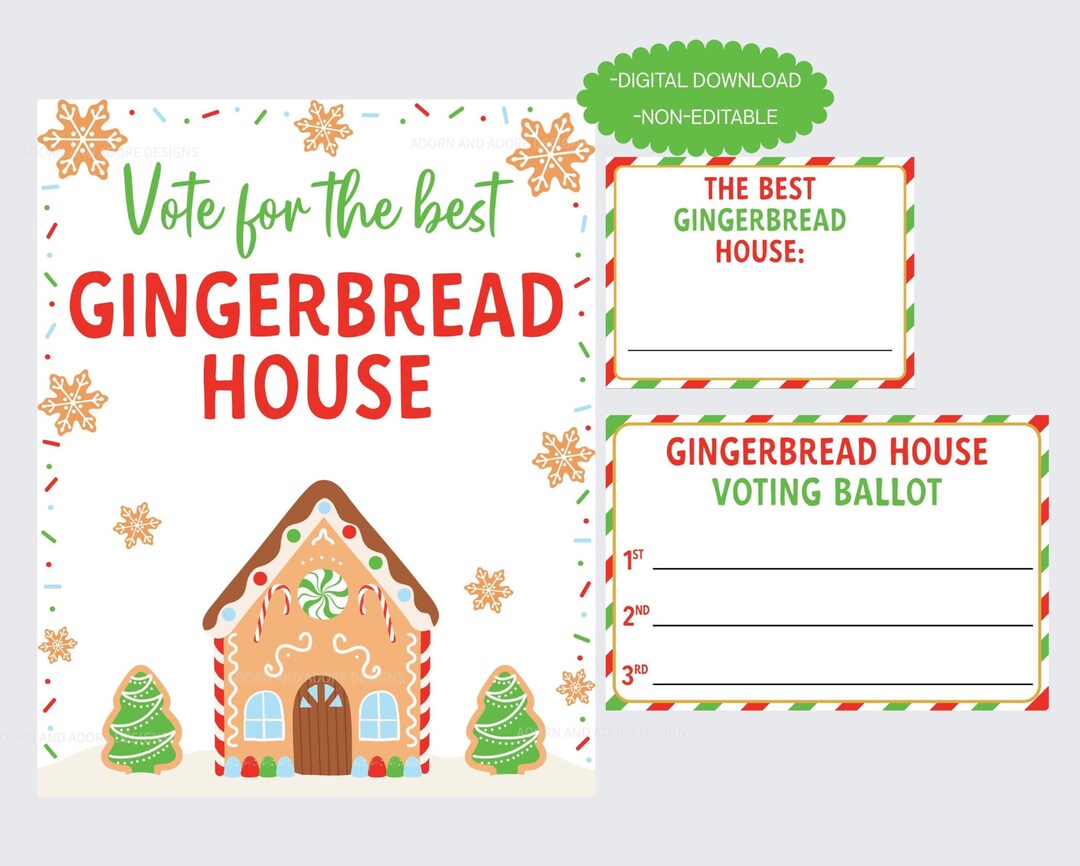 Gingerbread House Contest Voting Sign, Gingerbread House Decorating ...