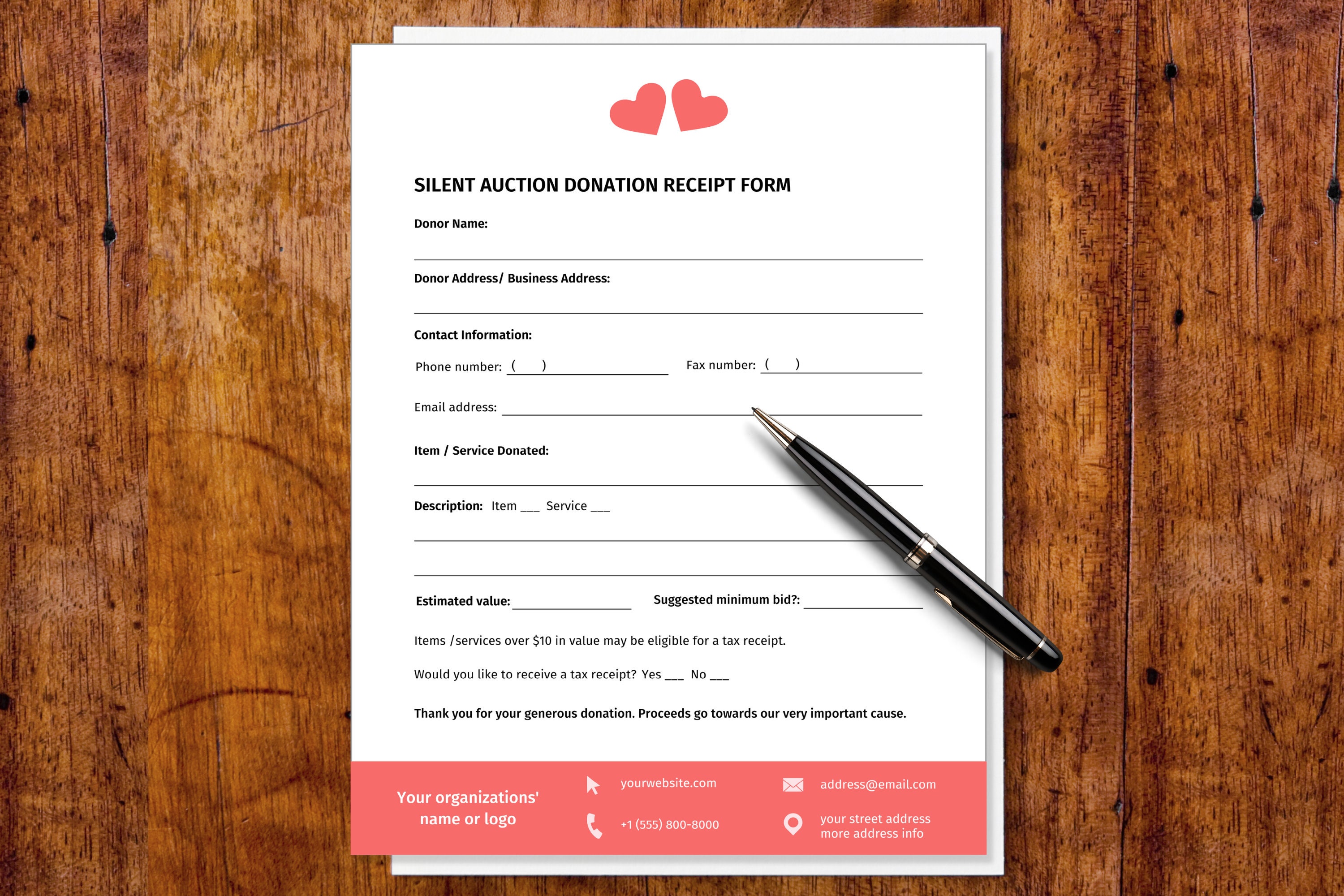 Pink Silent Auction Bundle 5 Templates Printable Bid Sheet, Item ...