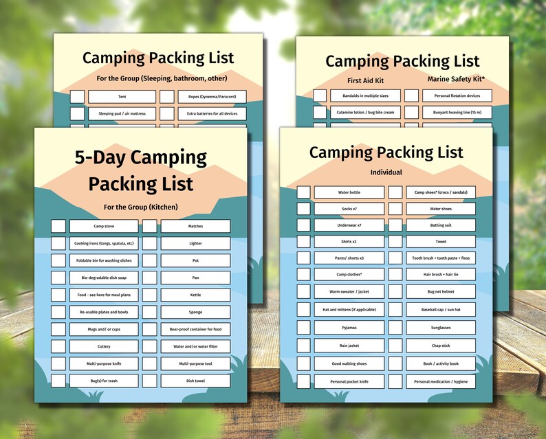 5-day Camping Packing List for Families or Groups of 2+ (PDF) - Etsy