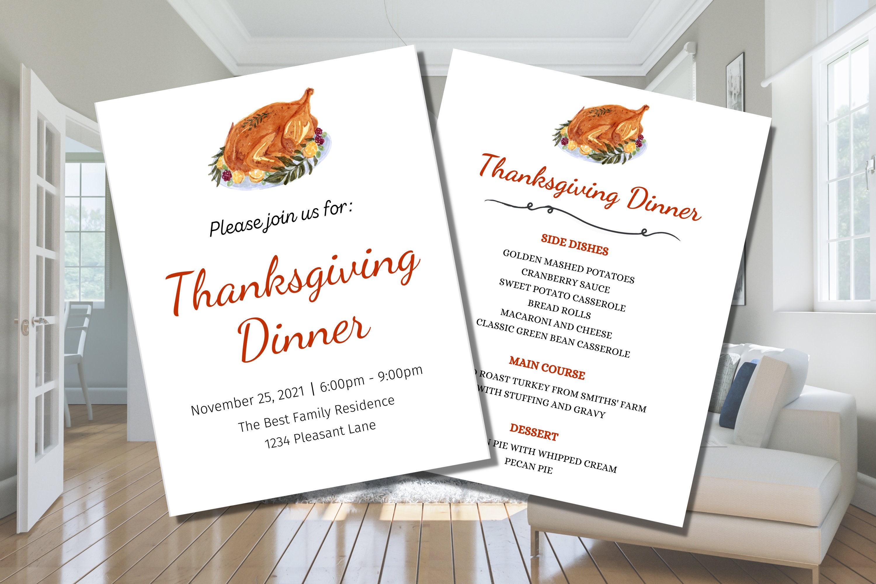 Thanksgiving / Friendsgiving Menu Template and Dinner - Etsy