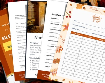 Editable PDF Silent Auction Bid Sheets With Green Line for - Etsy