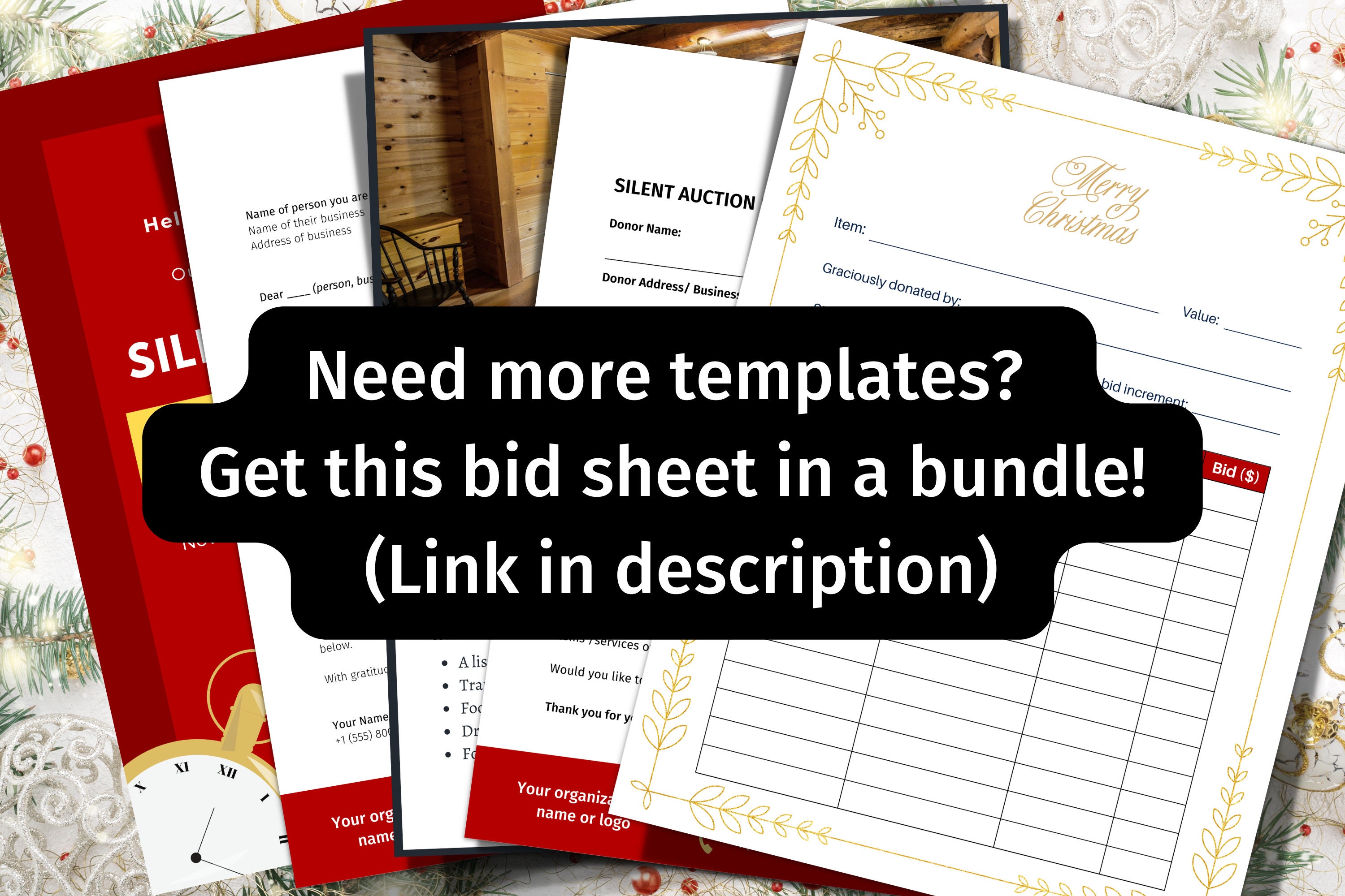 Silent Auction Bid Sheet Template PDF - Christmas Silent Auction Ideas ...