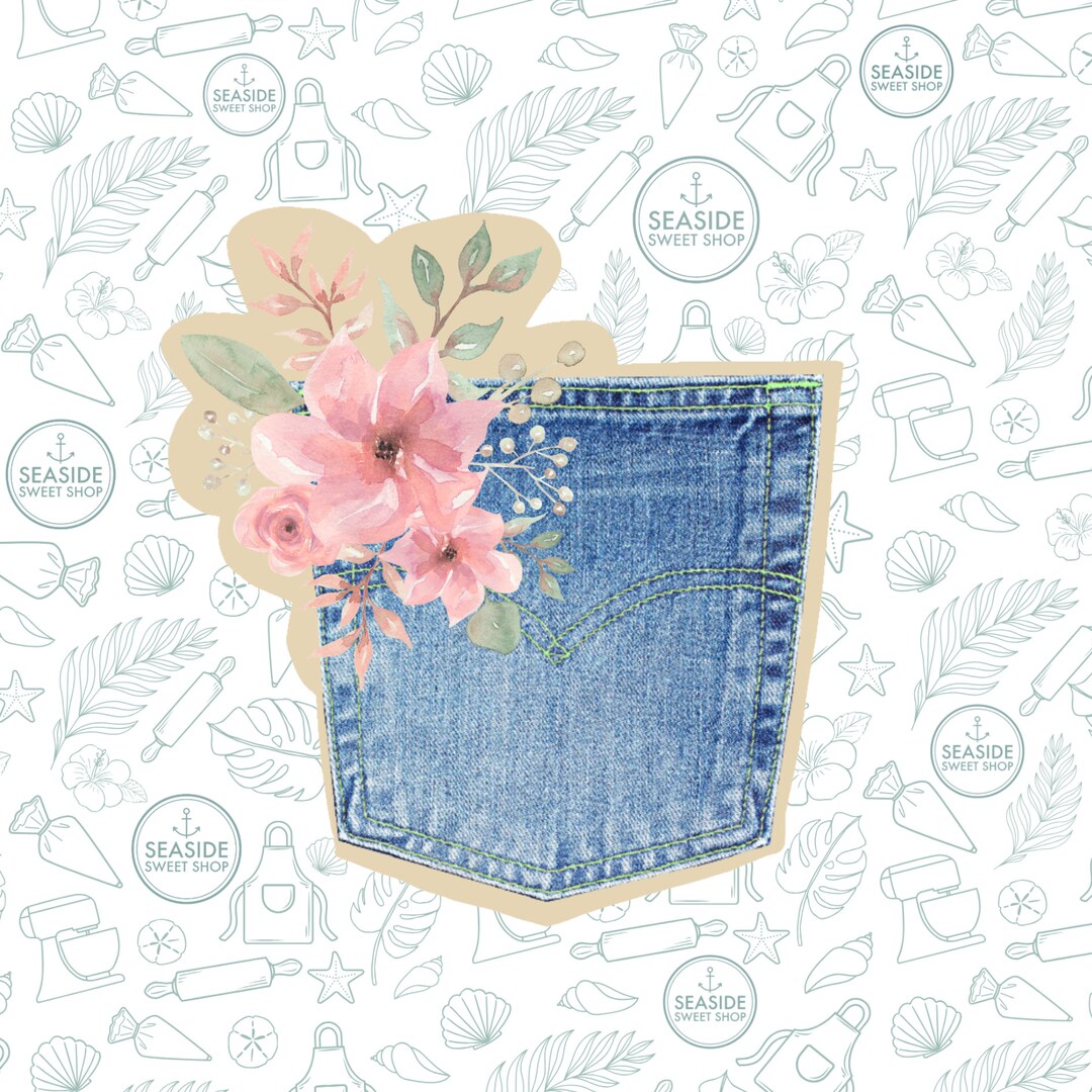 Floral Denim Pocket Cookie Cutter - Etsy