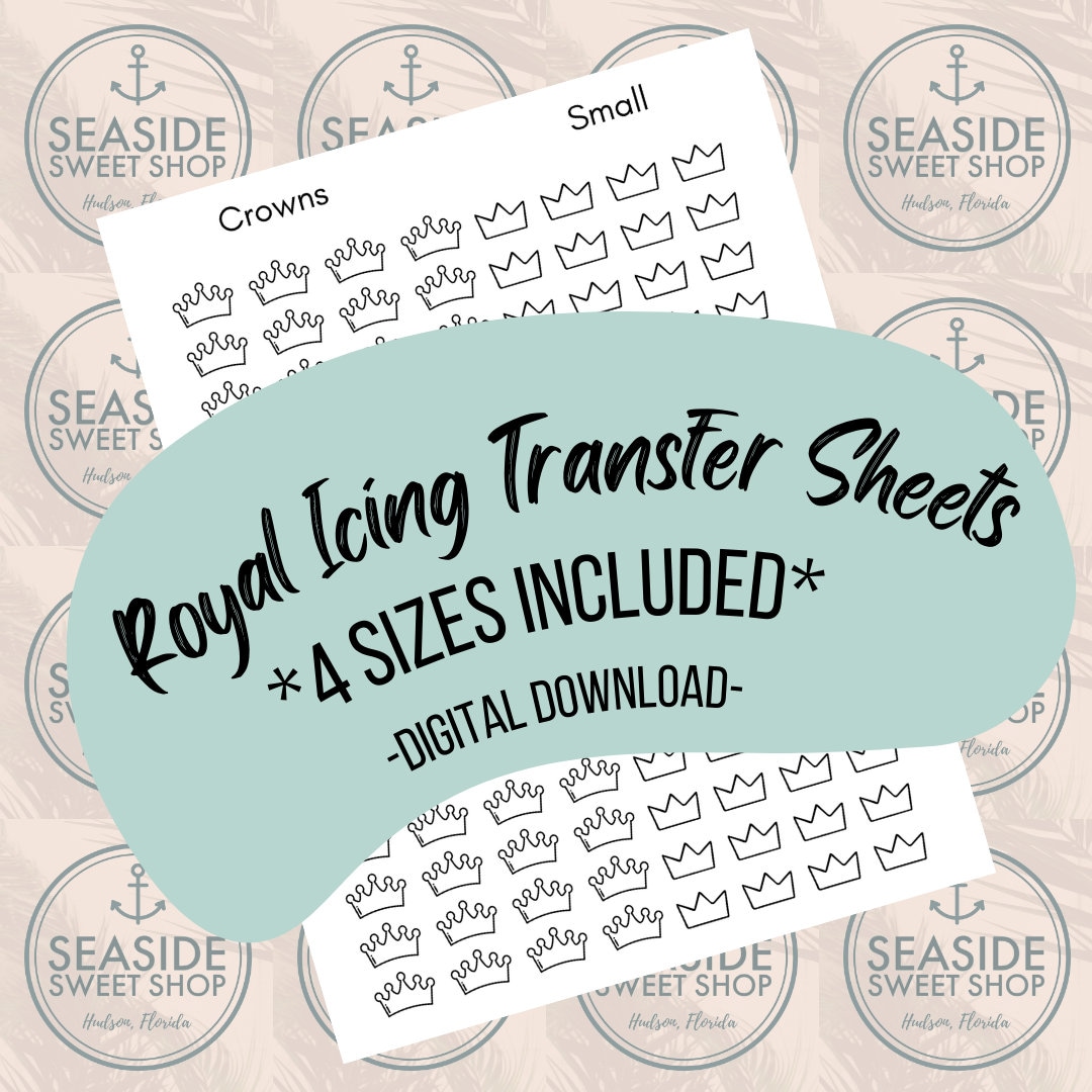Crowns - Royal Icing Transfer Sheets (4 Sizes) *digital Download - .PNG ...