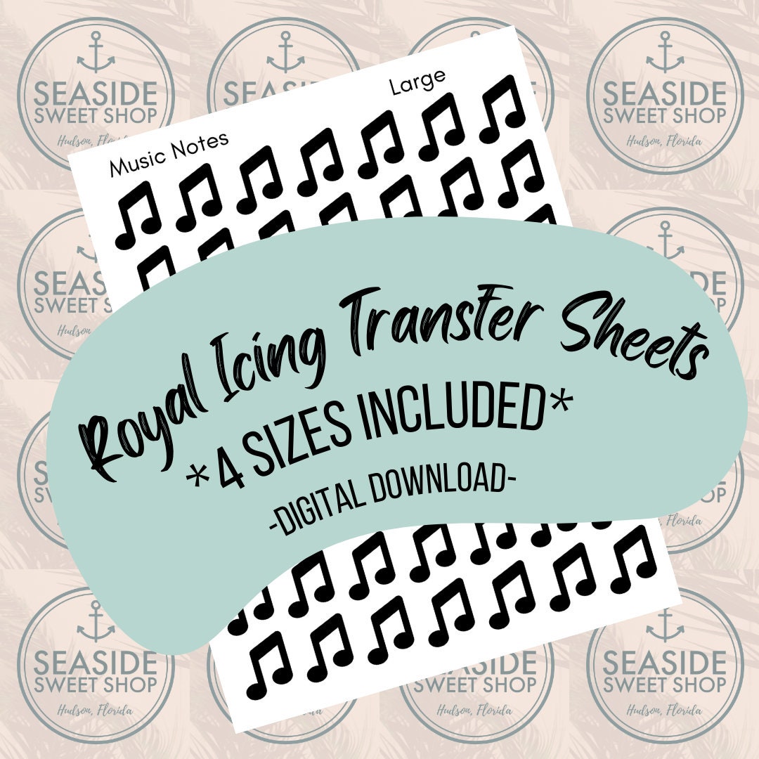 Music Notes - Royal Icing Transfer Sheets (4 Sizes) *digital Download ...