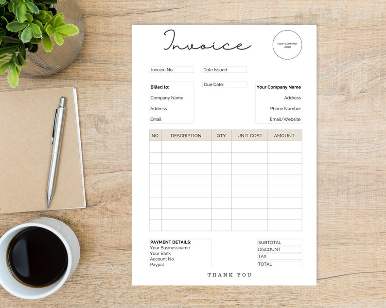 INVOICE TEMPLATE | CANVA | Printable Invoice | 100% Editable | Digital ...