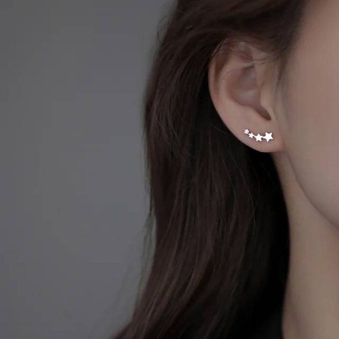 Stunning Three-star Silver Earrings Dainty and Delicate Jewelry for ...
