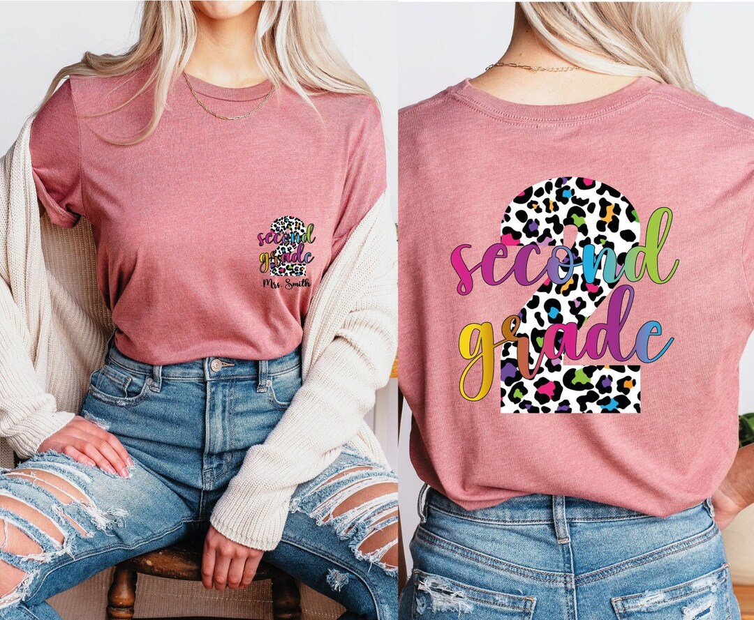 Leopard Print 2nd Grade Teacher Shirt, Custom Elementary School Tee - Etsy