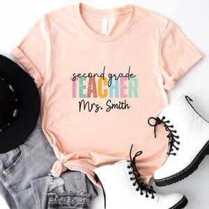Custom Second Grade Teacher T-shirt, Personalized Back to School Gift ...
