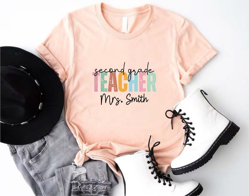 Custom Second Grade Teacher Shirt,2nd Grade Teacher Name Tshirt,back to ...