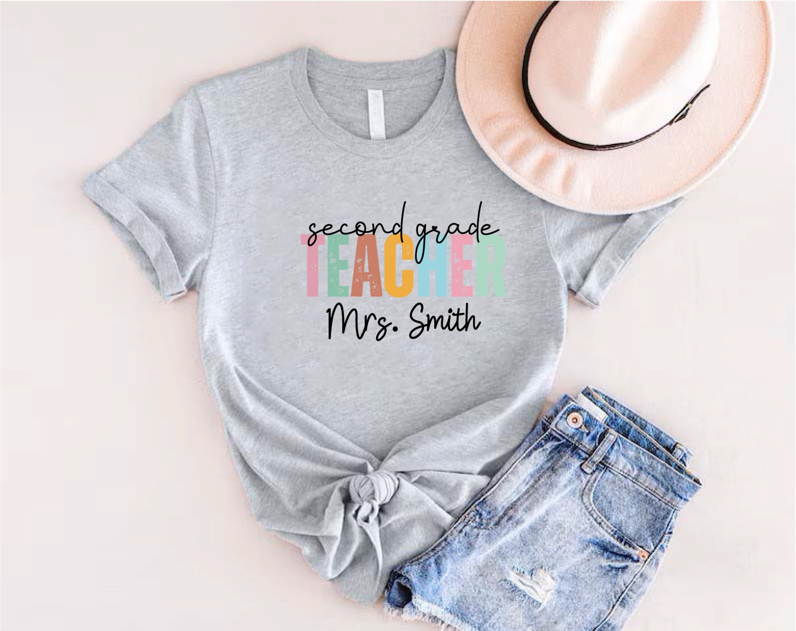 Custom Second Grade Teacher Shirt,2nd Grade Teacher Name Tshirt,back to ...