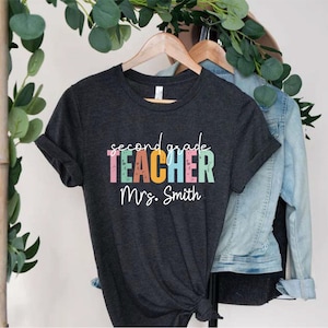 Custom Second Grade Teacher T-shirt, Personalized Back to School Gift ...