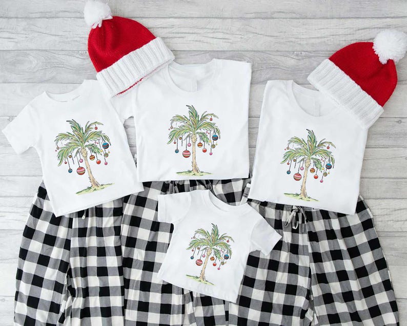 Tropical Christmas Palm Tree Shirt, Beach Aloha Xmas Tee - Etsy