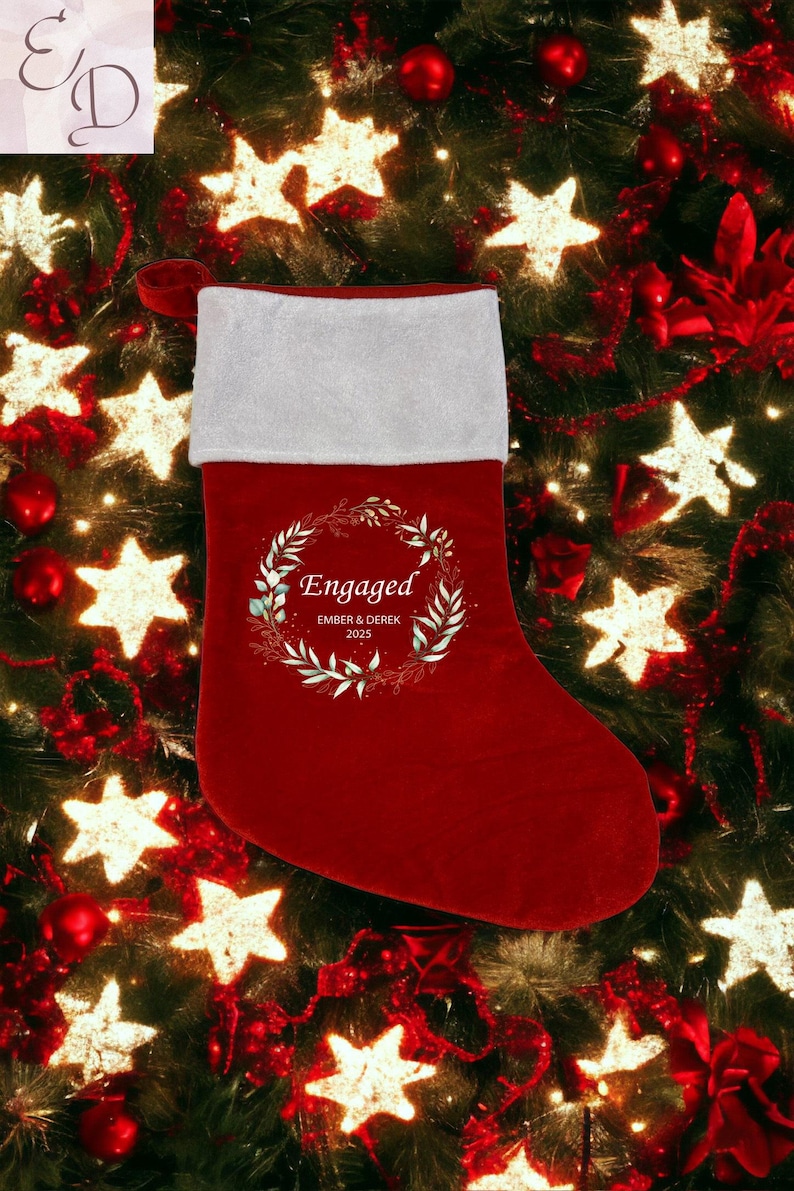 Engaged Christmas Stocking 2026, Custom Engagement Christmas Stockings ...