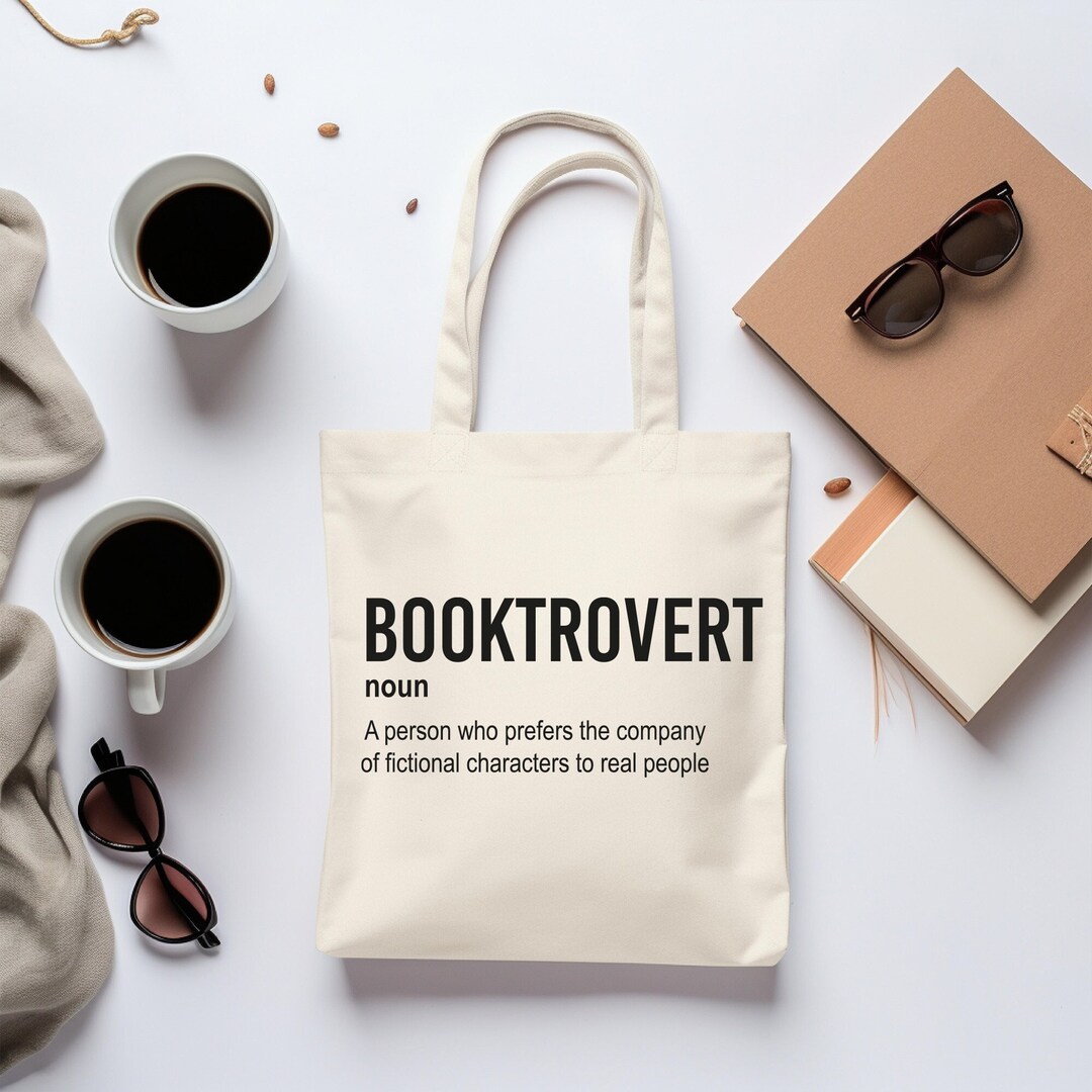 Booktrovert Definition Tote Bag, Book Lovers Gift, Bookworms Shoulder ...