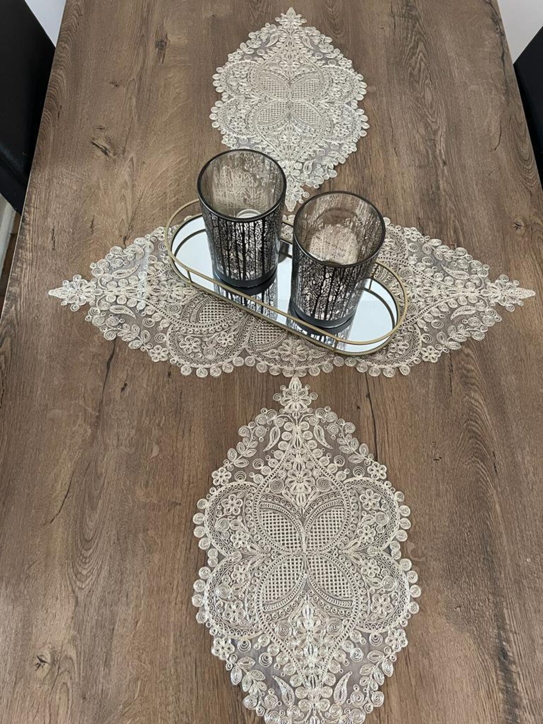 3 Piece Table Runner Set, Available Colours of White, Gold and Silver ...