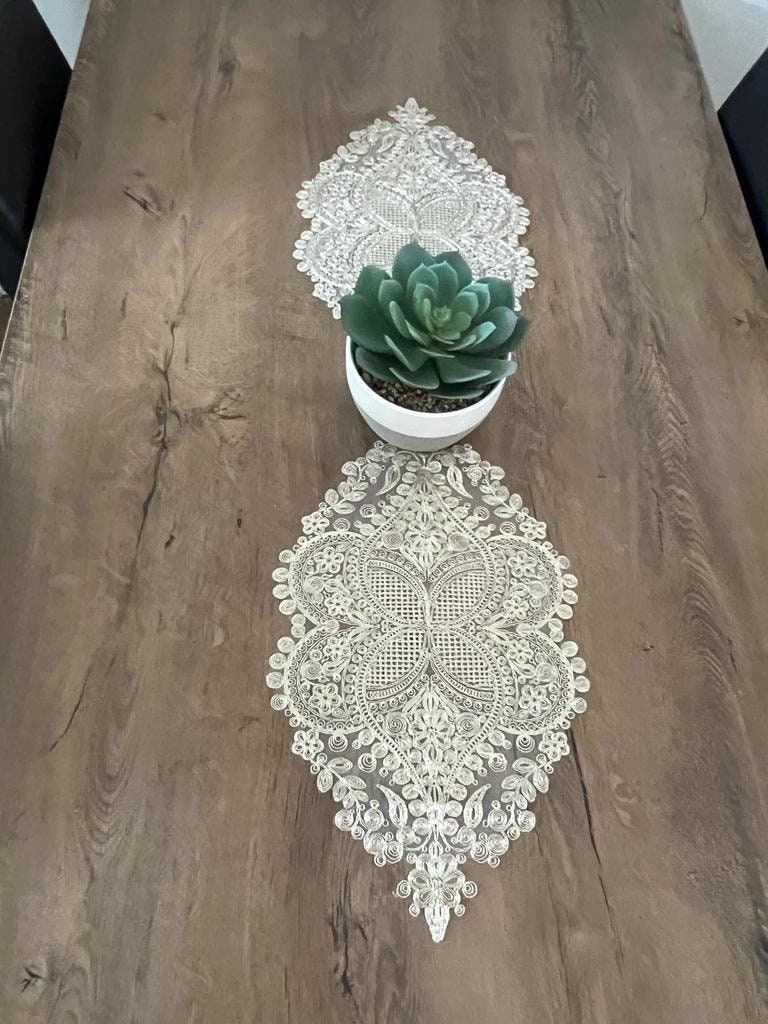 3 Piece Table Runner Set, Available Colours of White, Gold and Silver ...