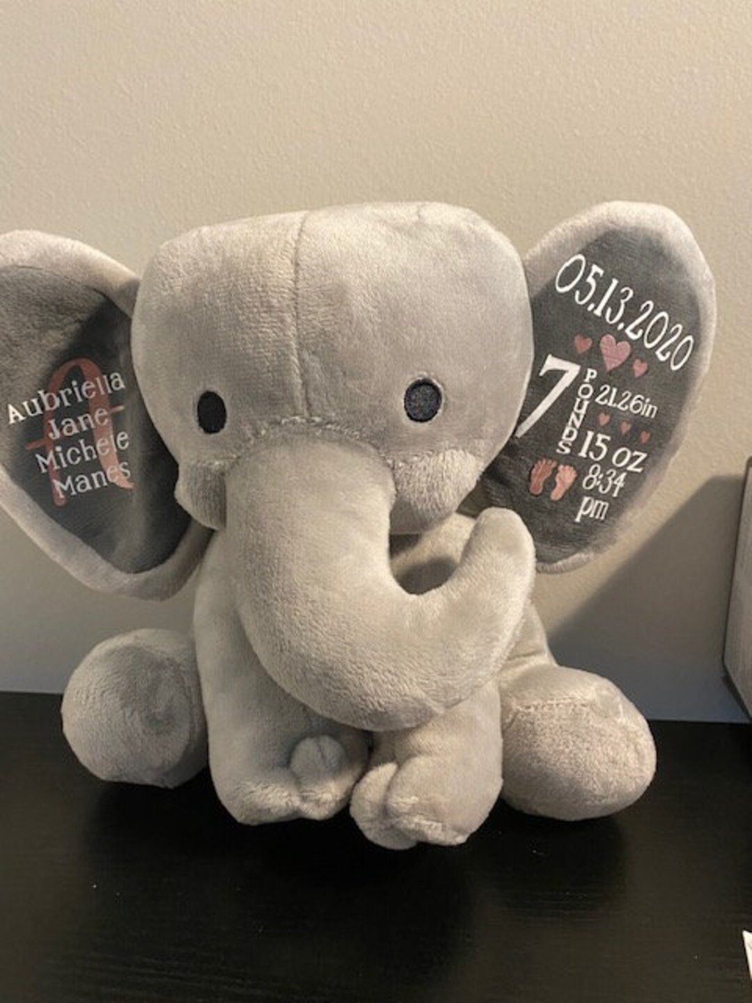Birth Announcement Elephant, Birth Stat Elephant, Keepsake Elephant ...