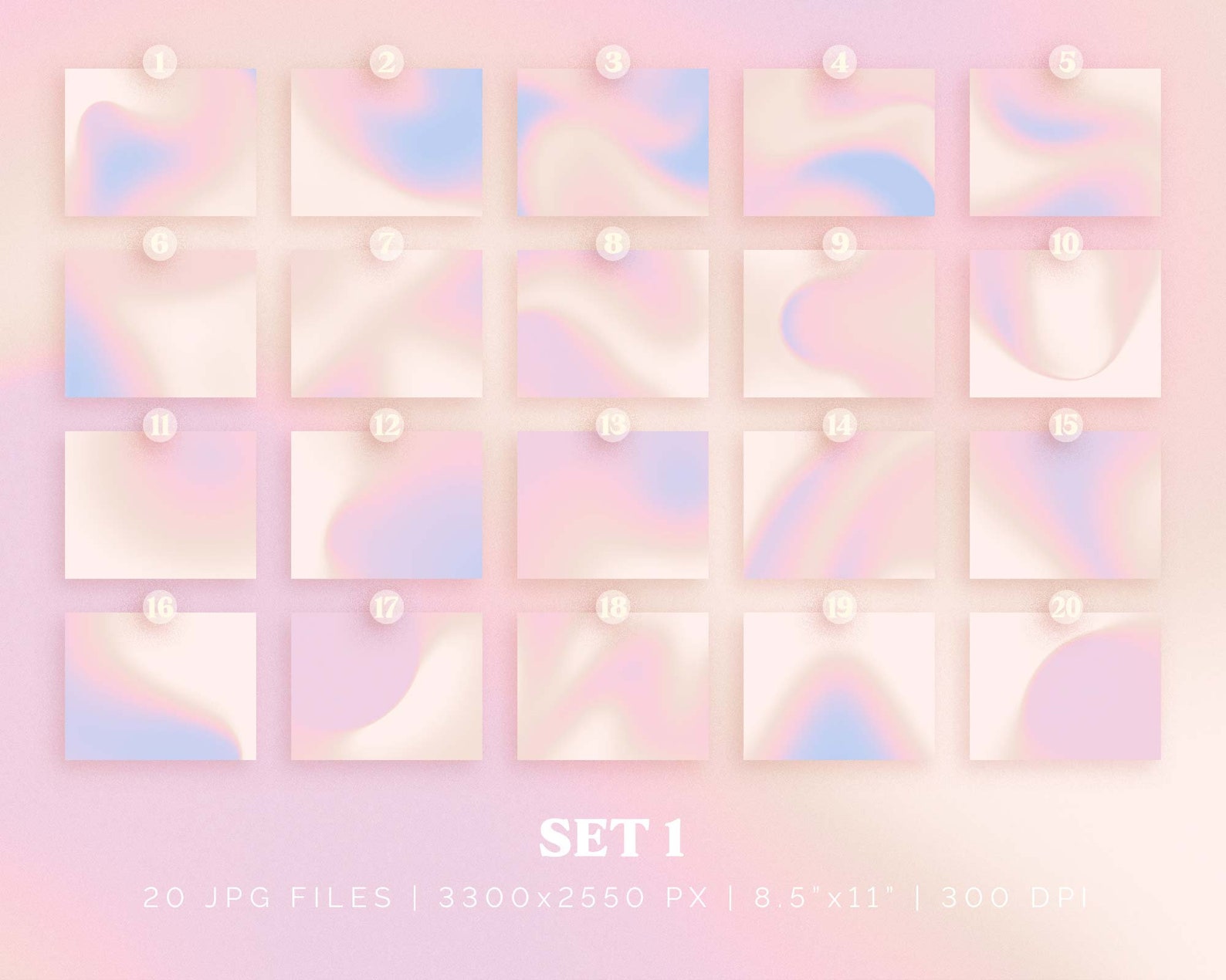 Set of 40 Grainy Gradients Pack Cotton Candy Pastel Color | Etsy