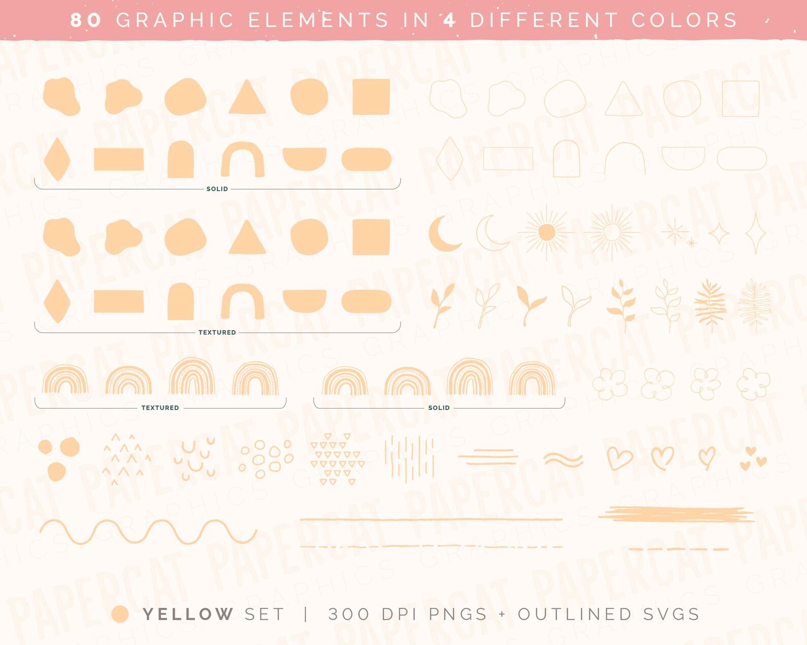 Abstract Boho Shapes Clipart Graphics Bundle | Danish Pastel Set of 320 ...