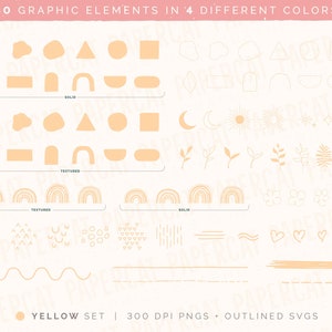 Abstract Boho Shapes Clipart Graphics Bundle | Danish Pastel Set of 320 ...