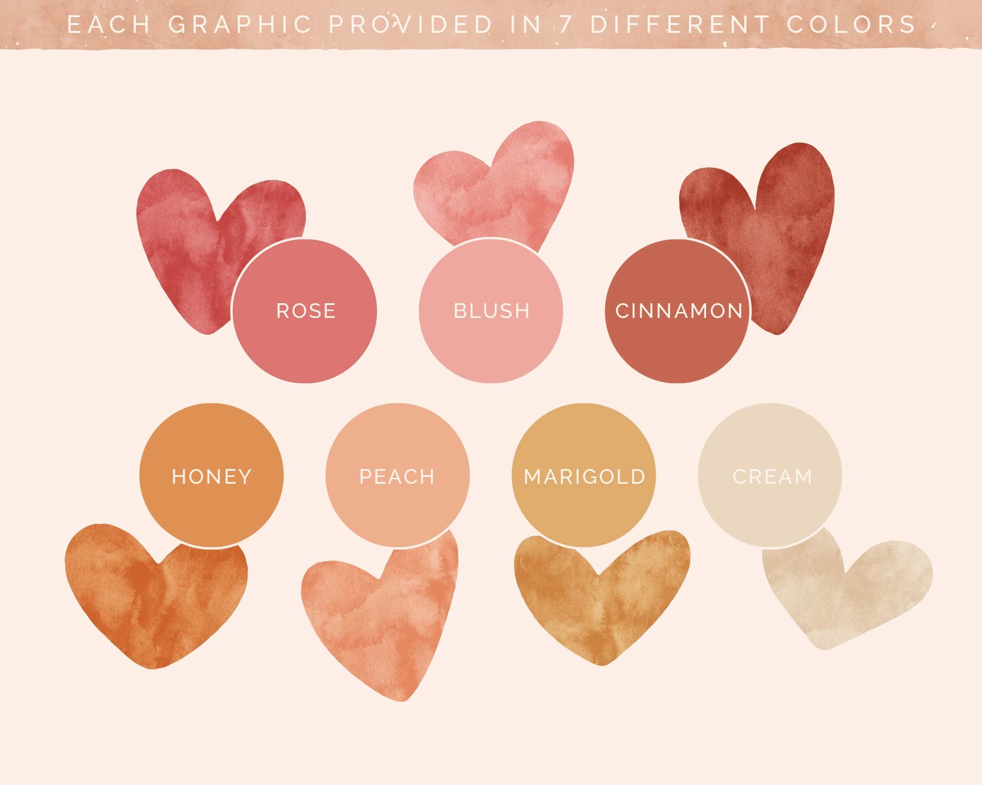 Watercolor Hearts Clipart Graphics Bundle | Set of 140 Illustrations ...
