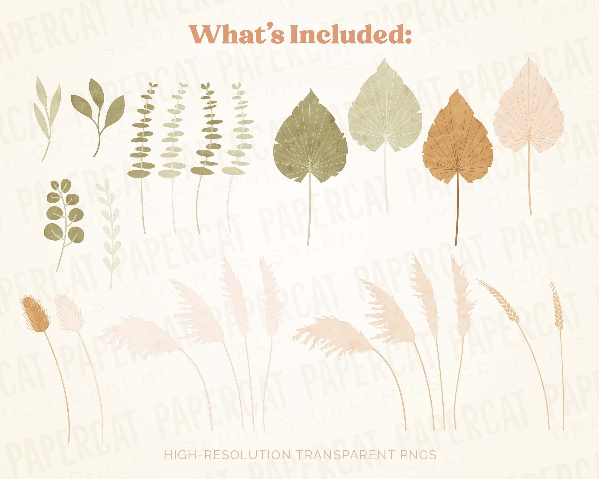 Watercolor Dried Floral Boho Rainbows Clipart Graphics Bundle | Set of ...