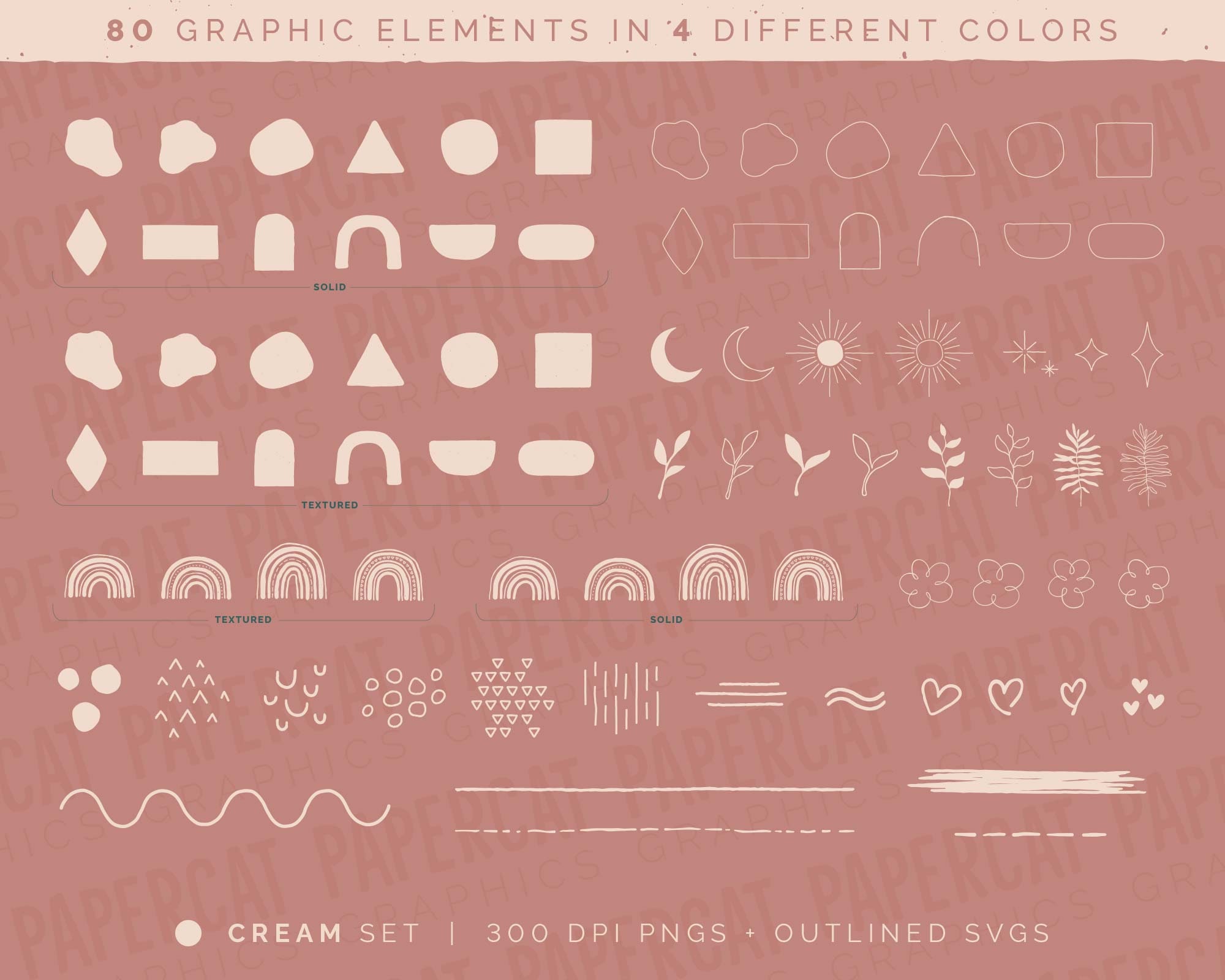 Abstract Boho Shapes Clipart Graphics Bundle | Jade Set of 320 ...