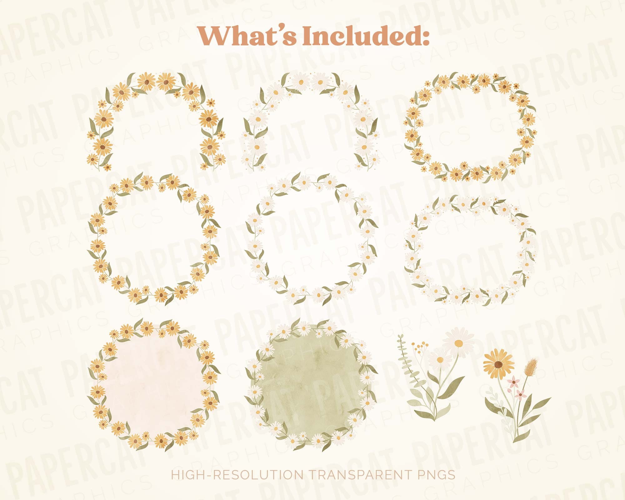 Watercolor Dried Floral Boho Rainbows Clipart Graphics Bundle | Set of ...