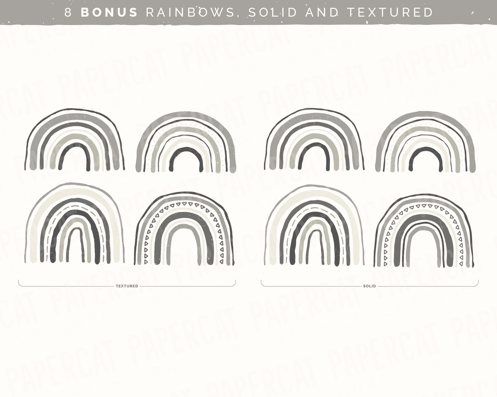 Abstract Boho Shapes Clipart Graphics Bundle | Warm Grey Set, 320 ...