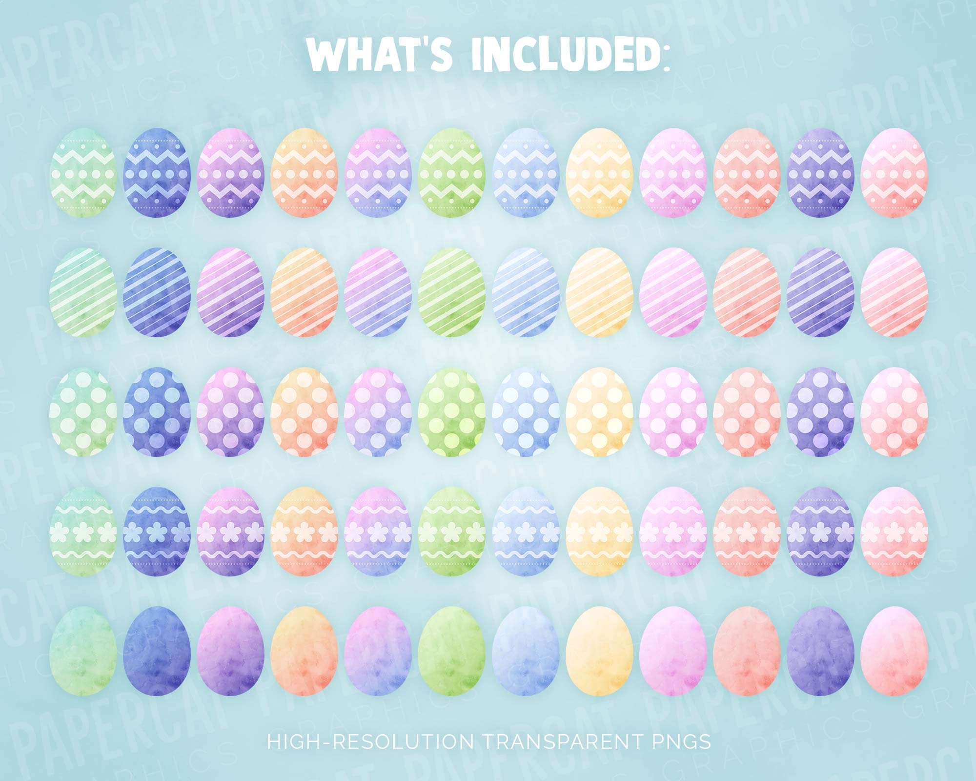 Set of 155 Cute Watercolor Easter Clipart Illustrated Graphics Bundle ...