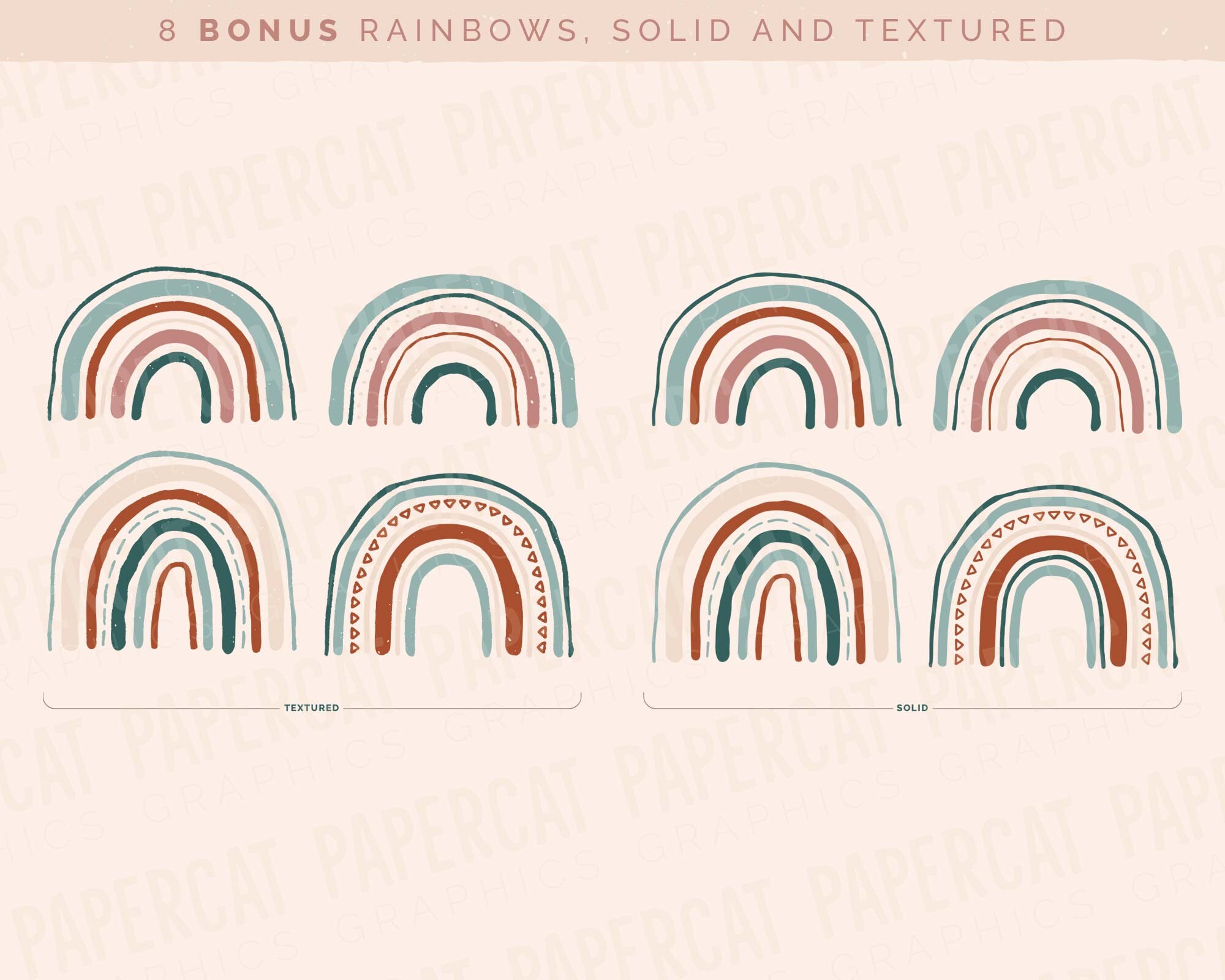 Abstract Boho Shapes Clipart Graphics Bundle | Jade Set of 320 ...
