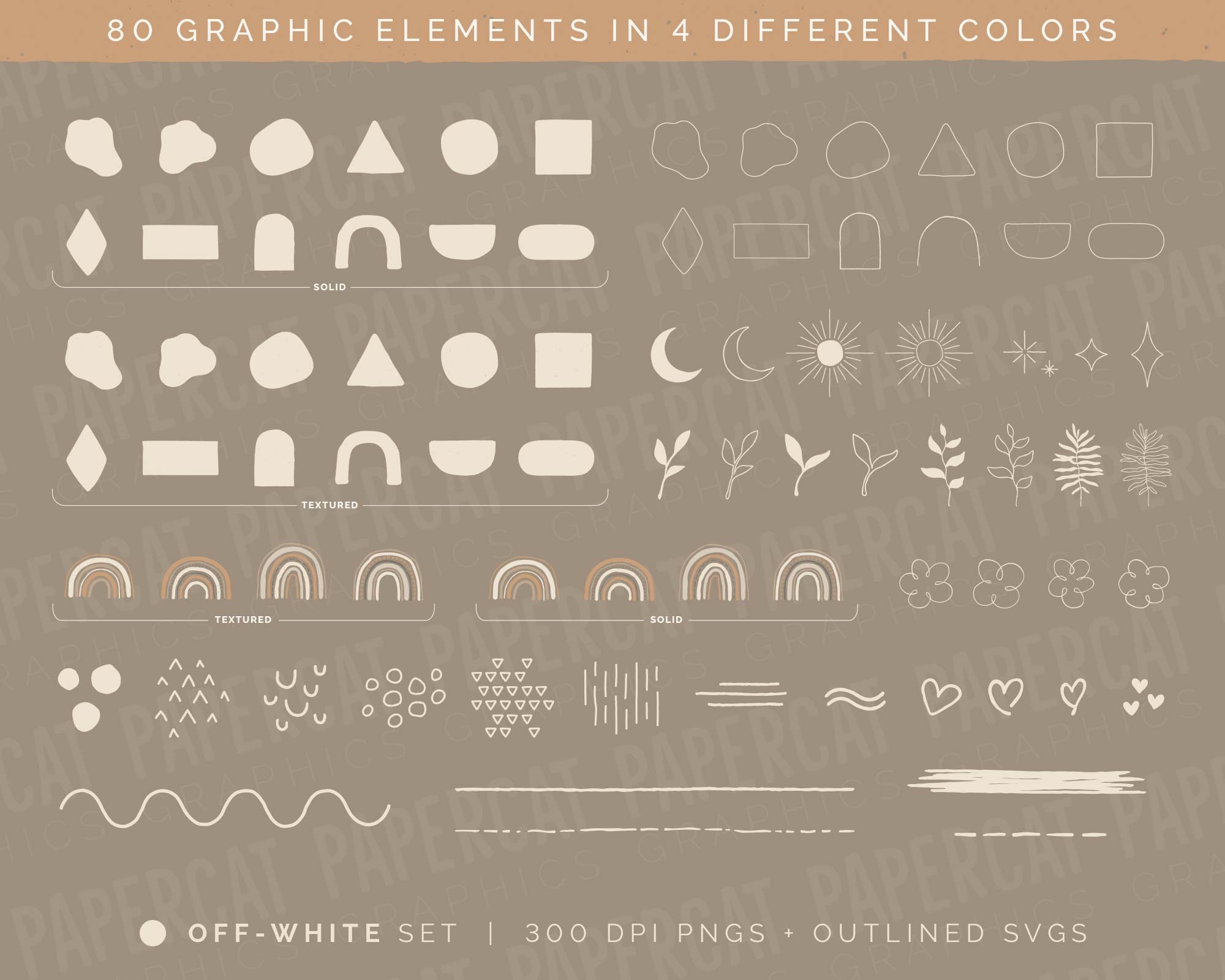 Abstract Boho Shapes Clipart Graphics Bundle | Earthy Set of 320 ...