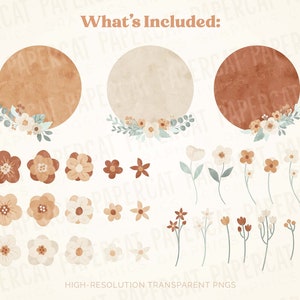 Watercolor Boho Floral Rainbows Clipart Graphics Bundle | Set of 65 ...