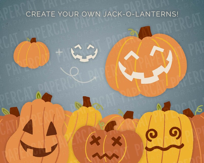 Set of 125 Cute Hand Drawn Halloween Clipart Illustrated Graphics ...