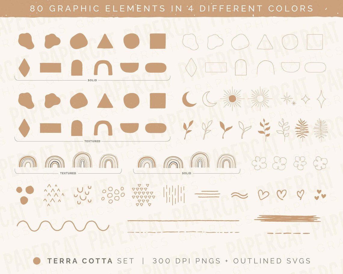 Abstract Boho Shapes Clipart Graphics Bundle Earthy Set of - Etsy