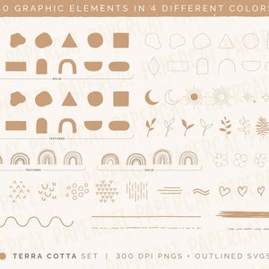 Abstract Boho Shapes Clipart Graphics Bundle | Earthy Set of 320 ...