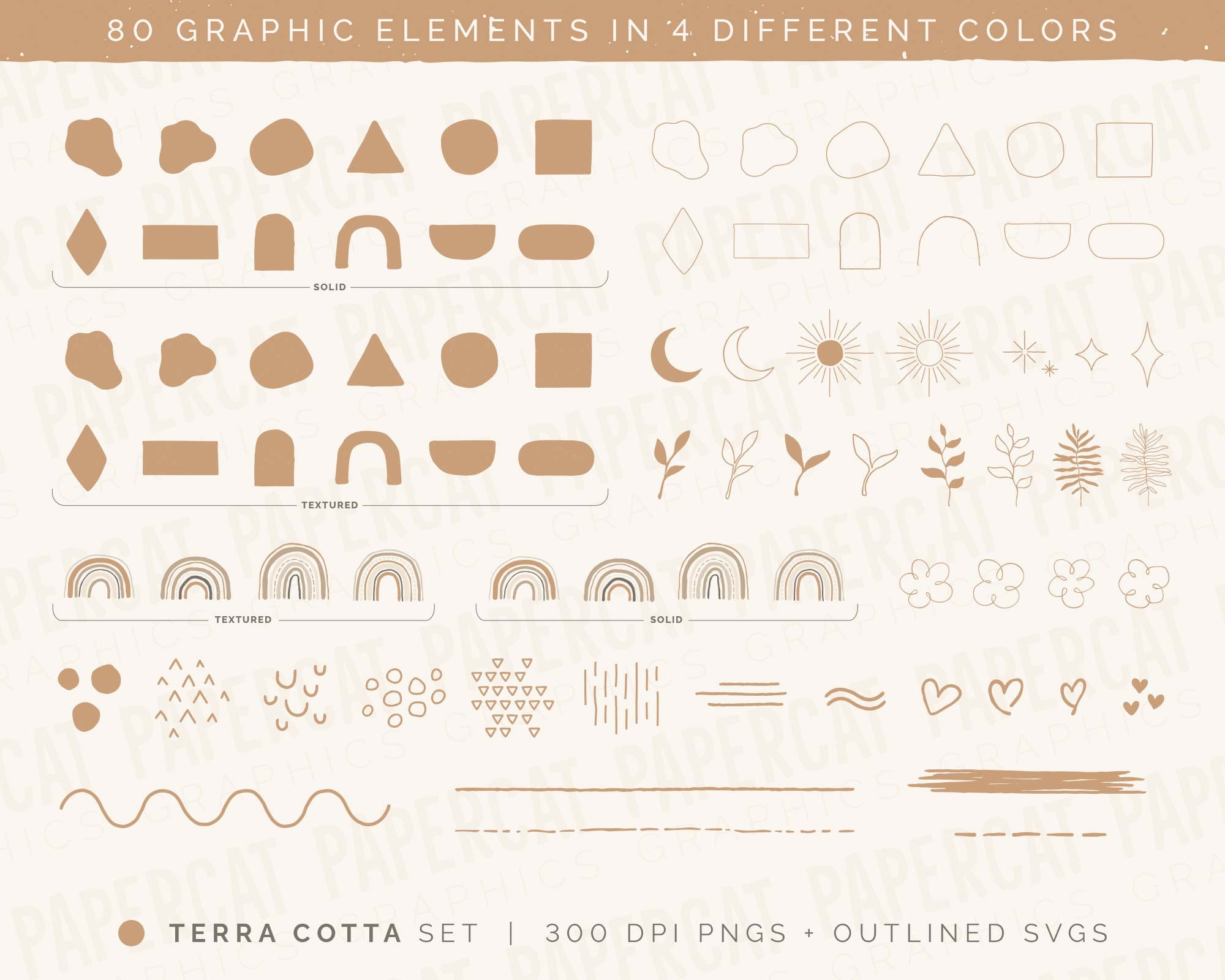 Abstract Boho Shapes Clipart Graphics Bundle | Earthy Set of 320 ...