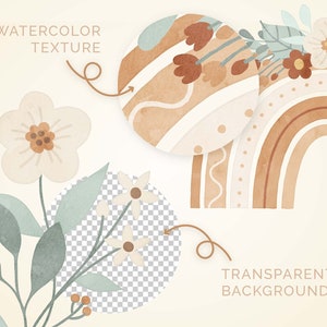Watercolor Boho Floral Rainbows Clipart Graphics Bundle | Set of 65 ...