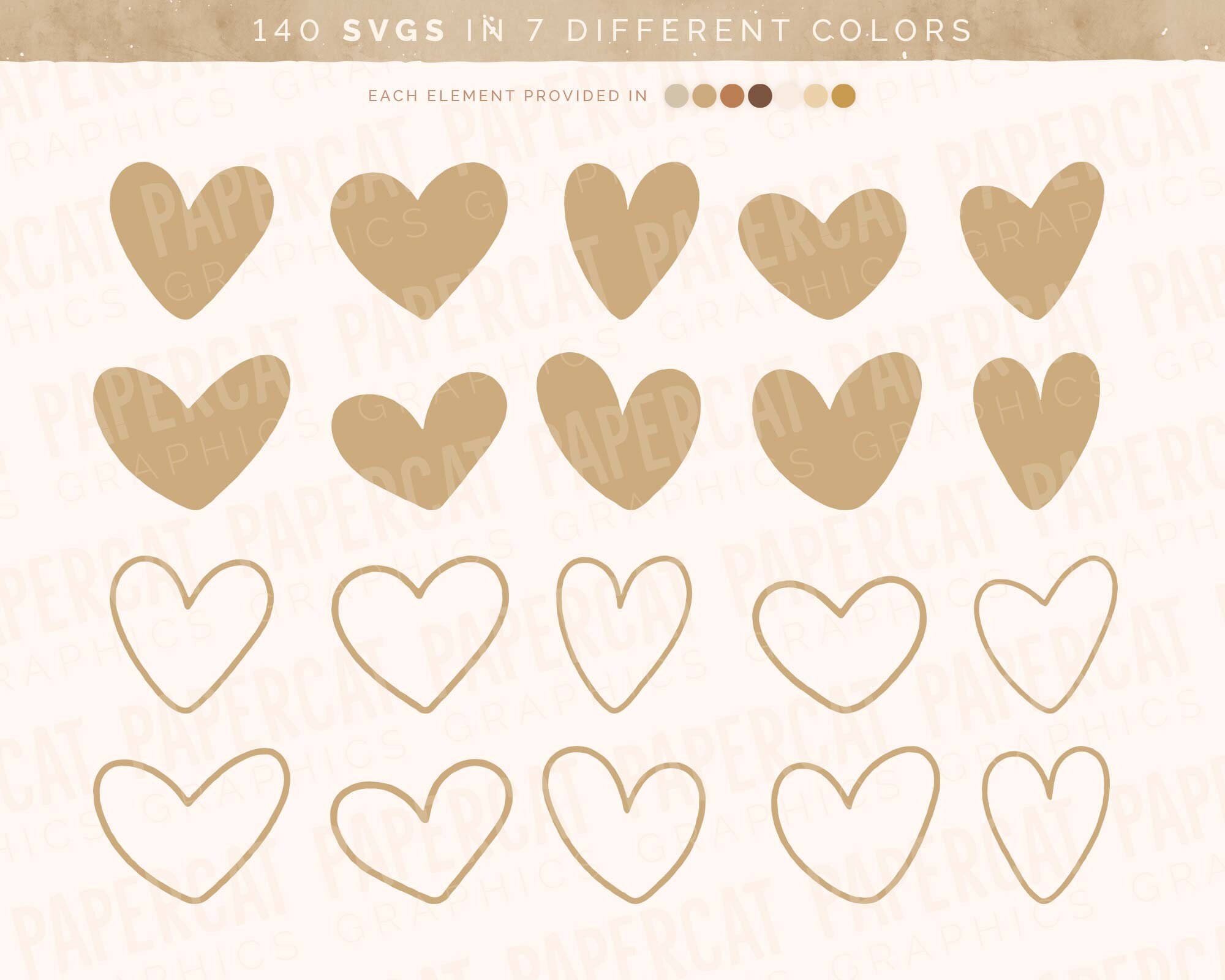 Watercolor Hearts Clipart Graphics Bundle | Set of 140 Illustrations ...
