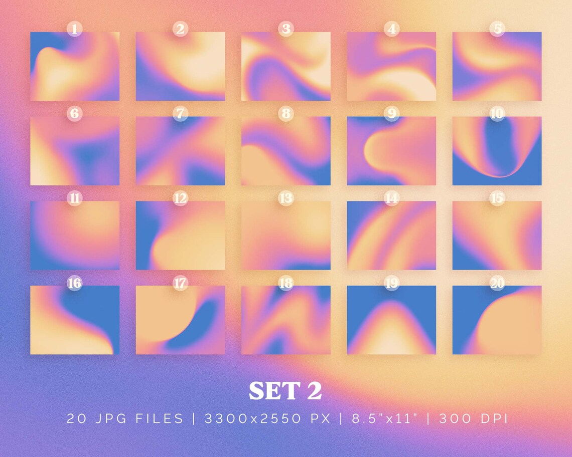 Set of 40 Grainy Gradients Pack | Warm Aura Aesthetic Color Palette ...