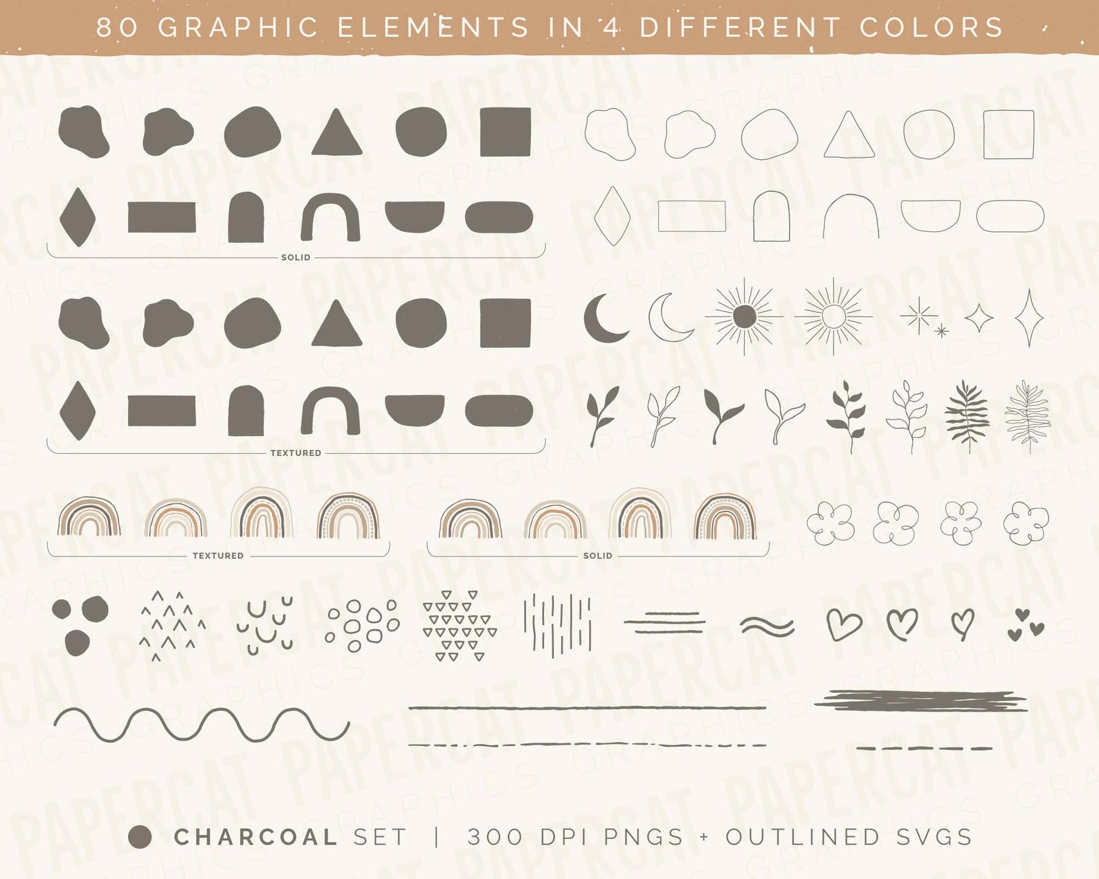 Abstract Boho Shapes Clipart Graphics Bundle | Earthy Set of 320 ...