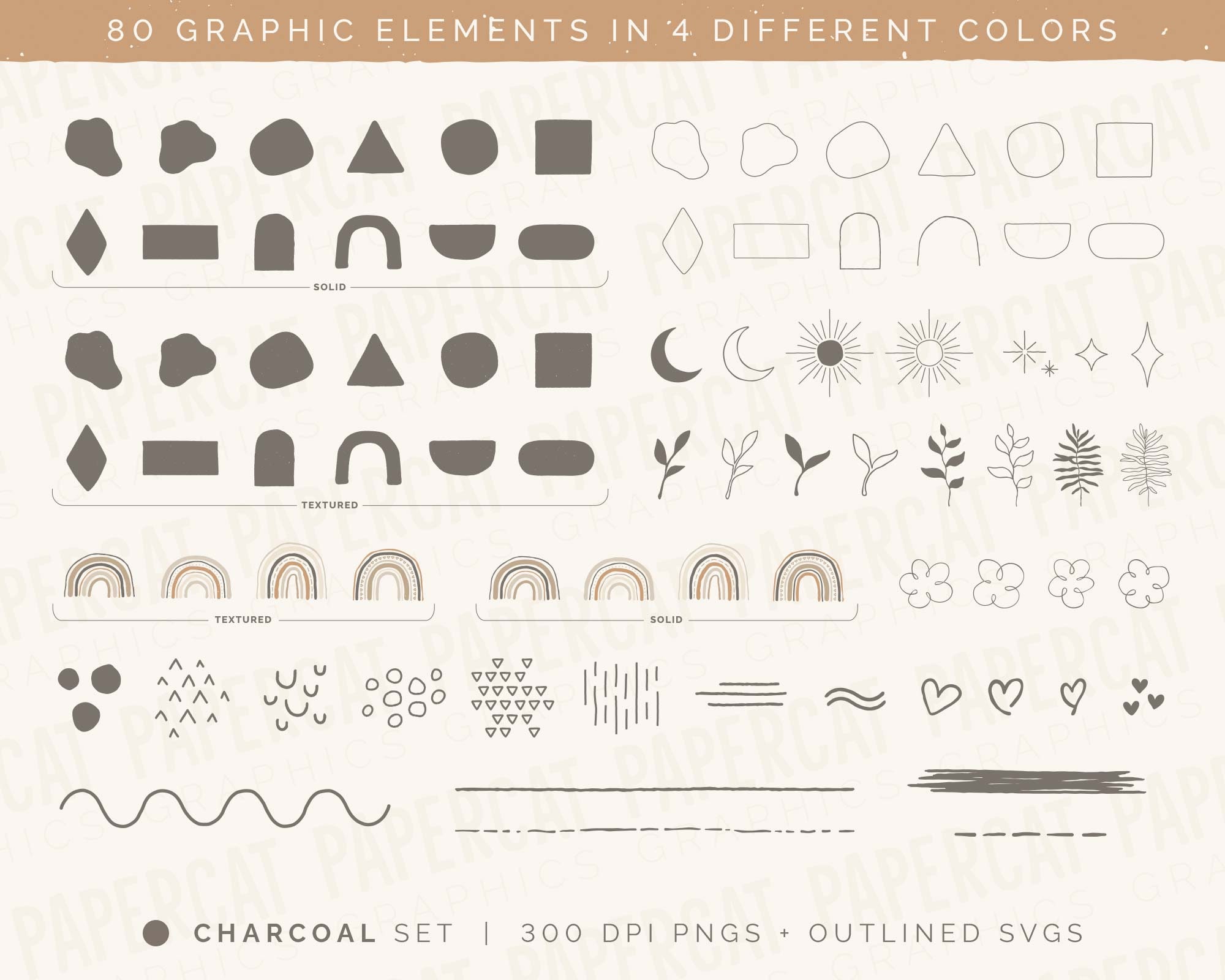 Abstract Boho Shapes Clipart Graphics Bundle | Earthy Set of 320 ...