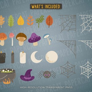 Set of 125 Cute Hand Drawn Halloween Clipart Illustrated Graphics ...