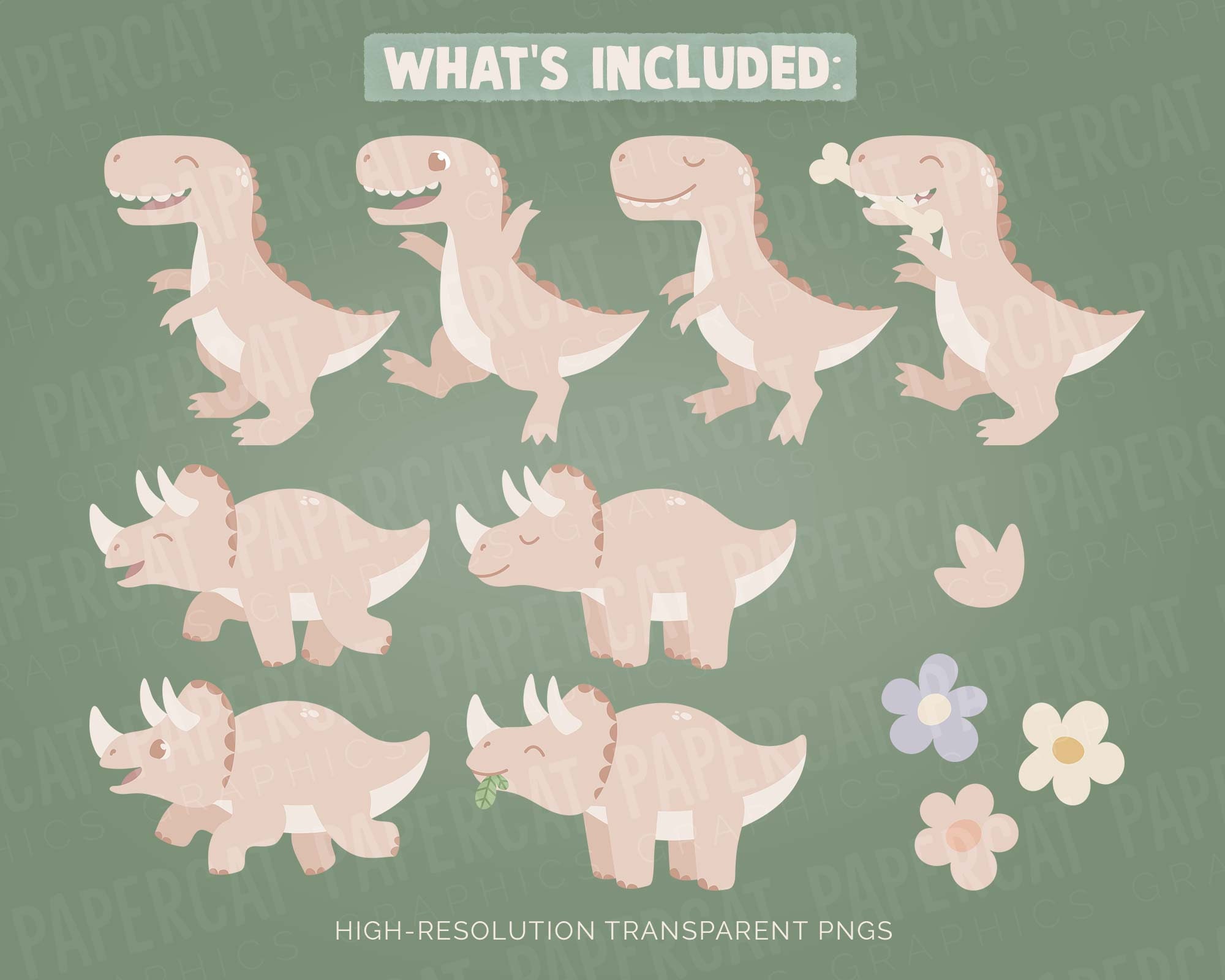 Baby Pink Dinosaurs Clipart Graphics Bundle Kit | Set of 40 ...