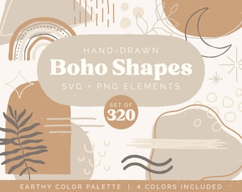 Geometric Shapes Clipart Graphics Bundle Earthy Set of 280 ...
