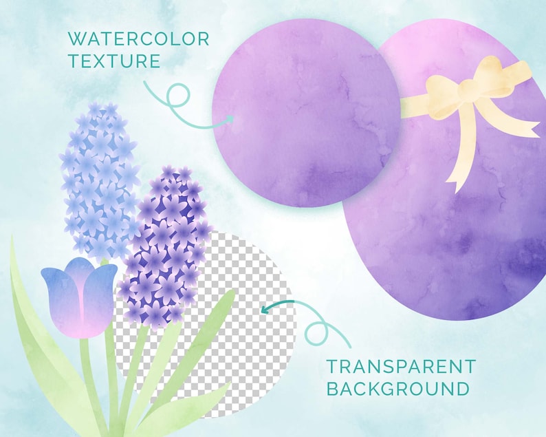 Set of 155 Cute Watercolor Easter Clipart Illustrated Graphics Bundle ...