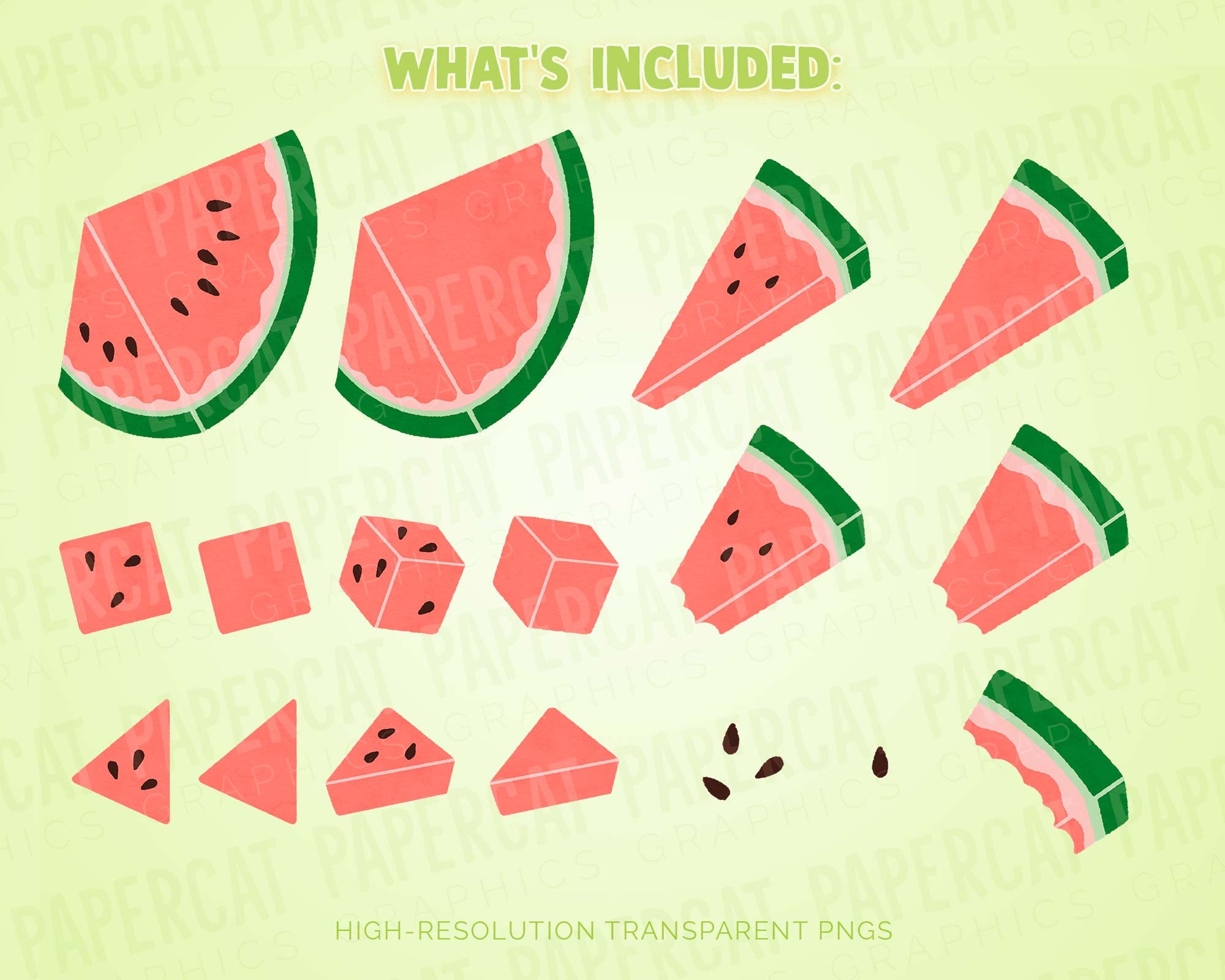 Summer Watermelon Clipart Graphics Bundle Kit | Set of 53 Illustrations ...