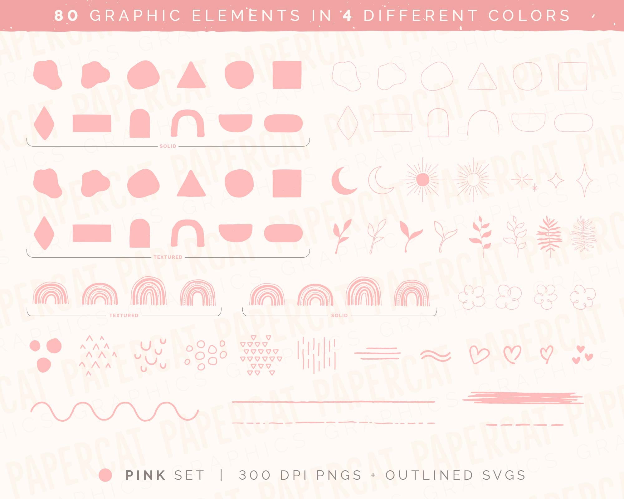Abstract Boho Shapes Clipart Graphics Bundle | Danish Pastel Set of 320 ...